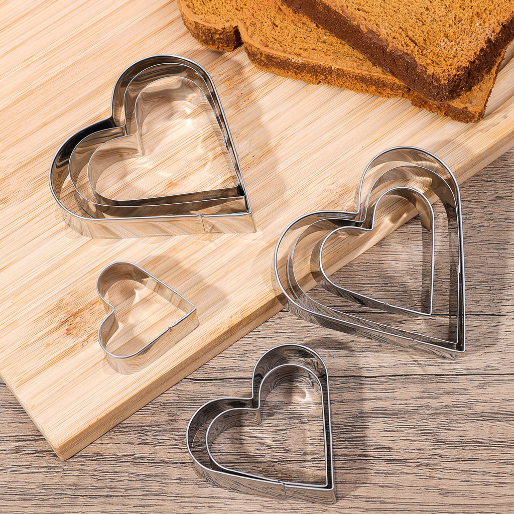 5Pcs/ Set Heart Cookie Cutter Set - Stainless Steel Biscuit Mold ...