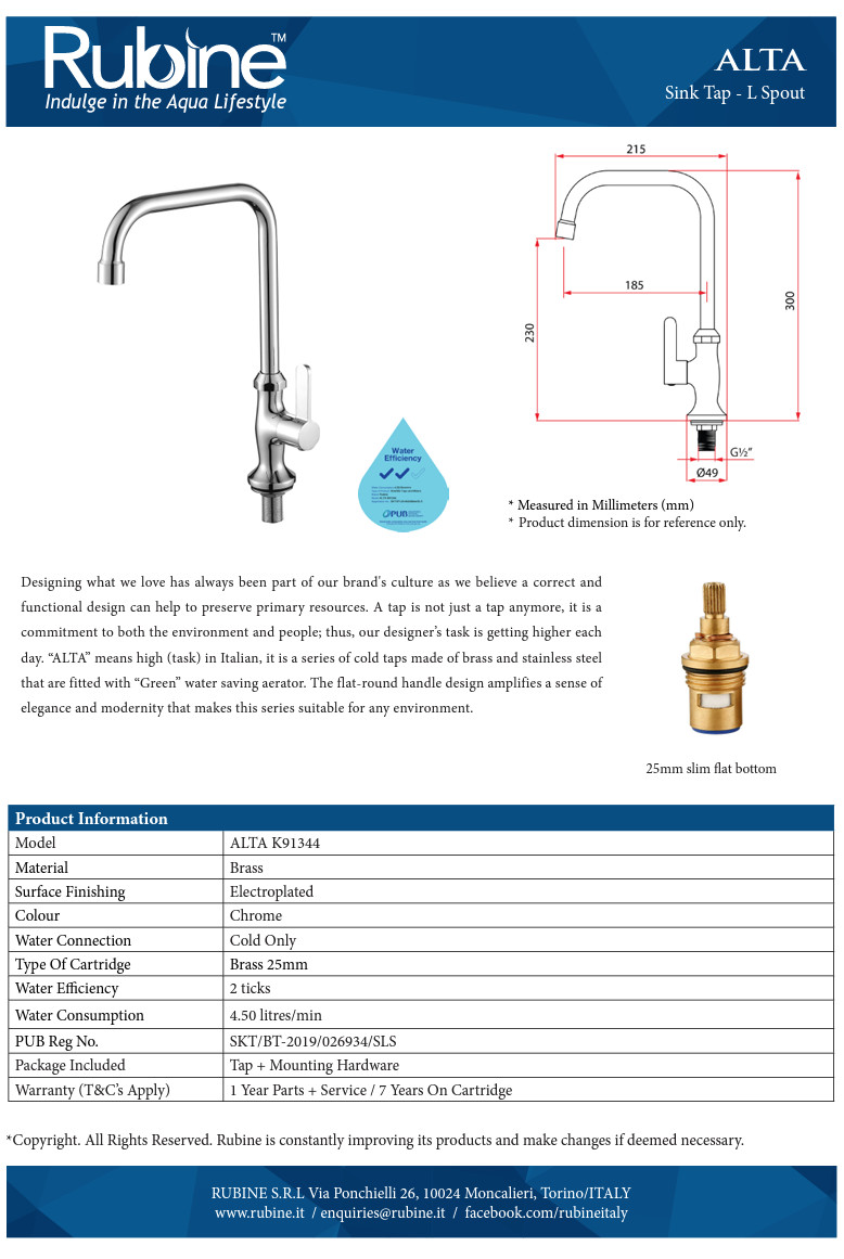Rubine Alta K91344 Kitchen Tap | Shopee Singapore