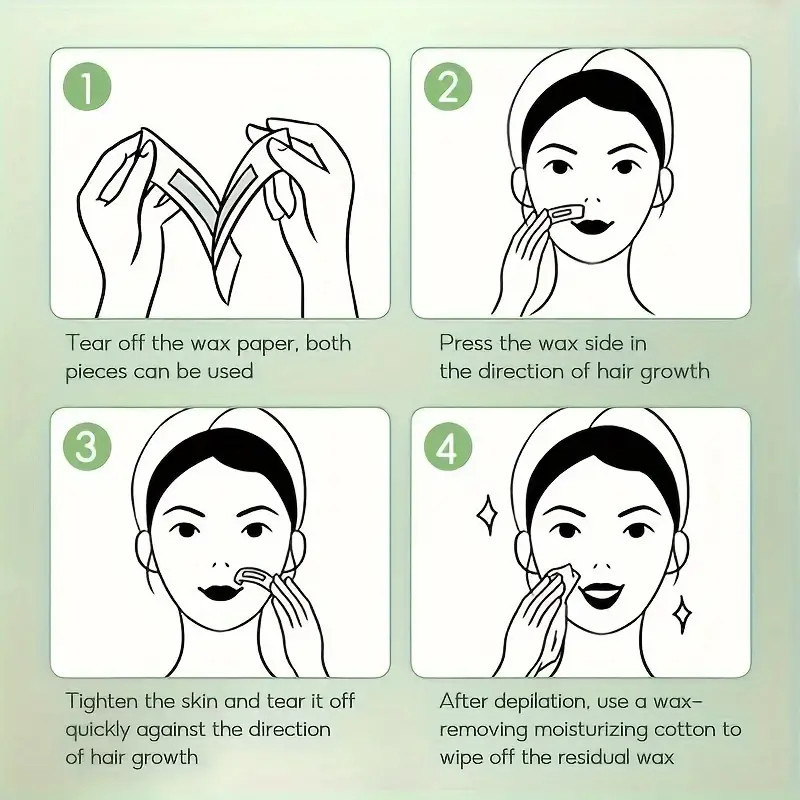 Hair Removal Wax Strips, Ready To Peel Off Facial Eyebrow Lip Hair ...