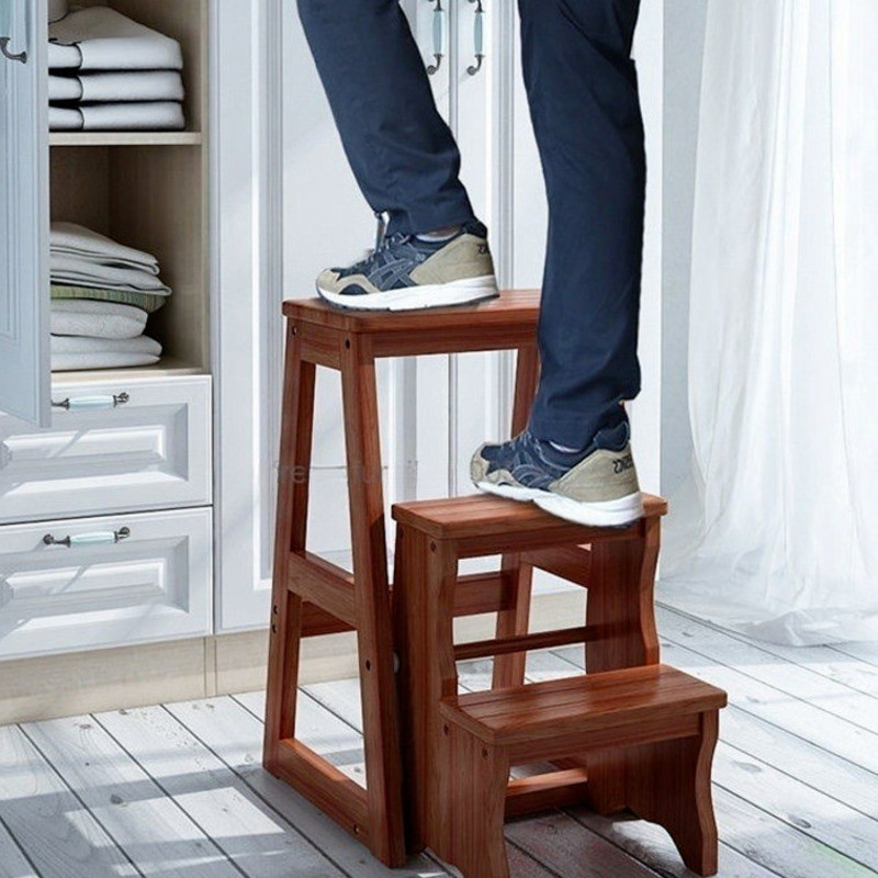 Household Step Solid Wood Multifunctional Three Steps Bench Indoor ...