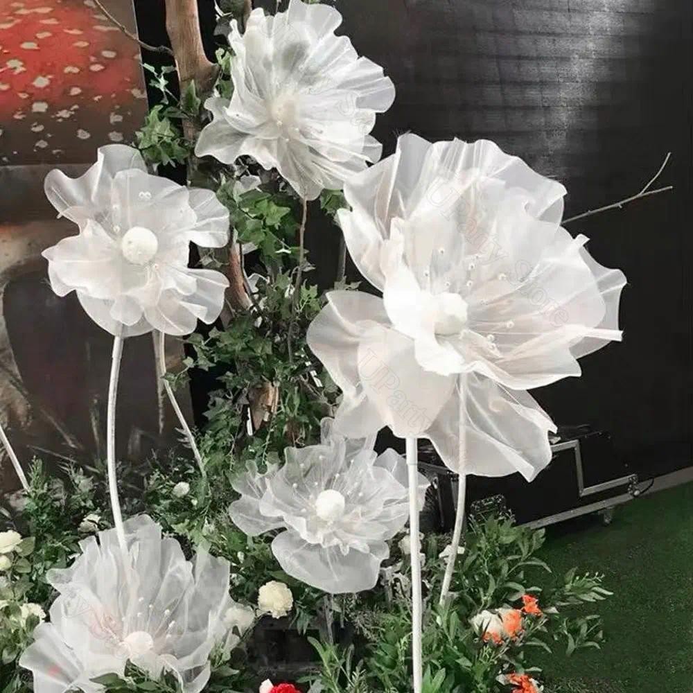 1Pc Large Artificial Flowers for Wedding Decorations Giant Guaze ...