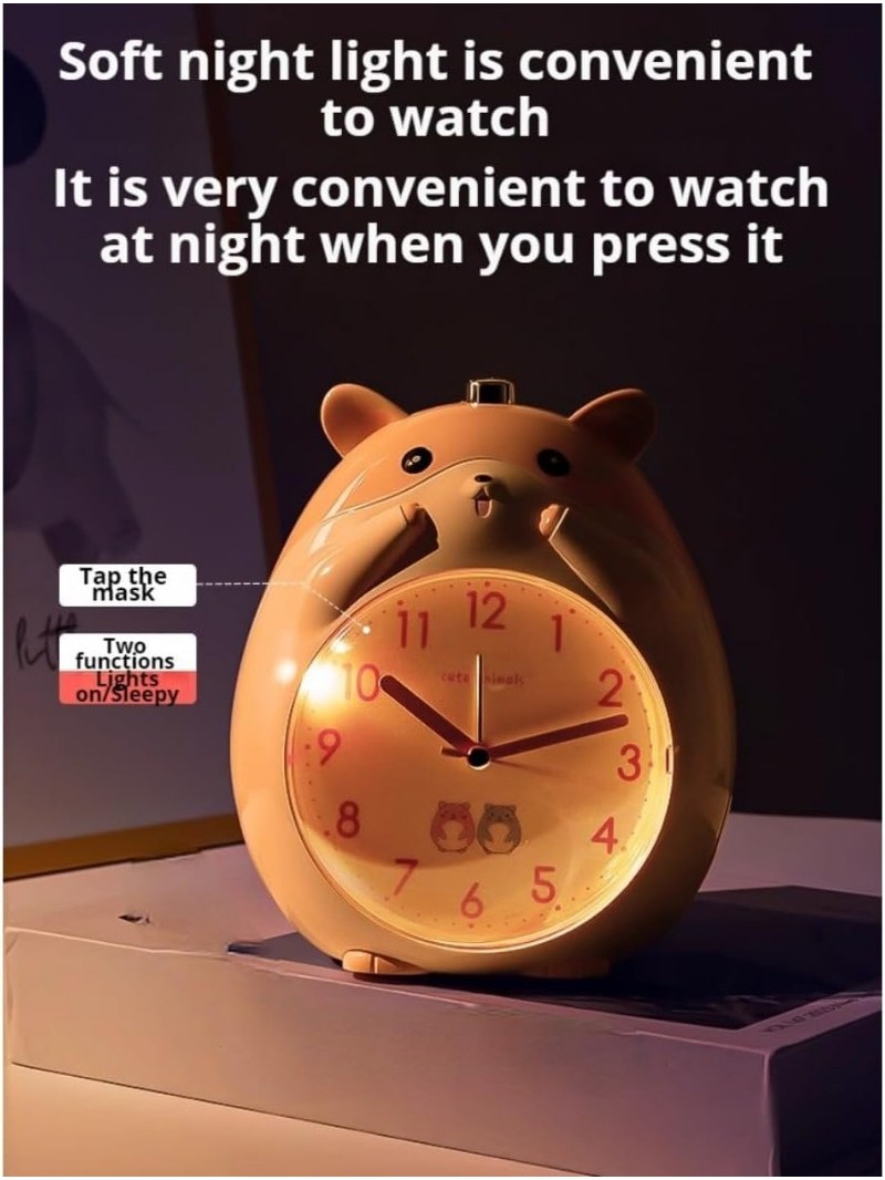 Hamster Alarm Clock for Kids – Cute Cartoon Sleep Trainer with Wake-Up ...