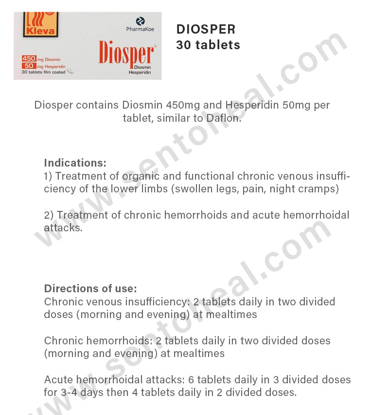 Diosper 450mg/50mg 30s | Treatment Of Acute/ Chronic Piles/ Hemorrhoids ...