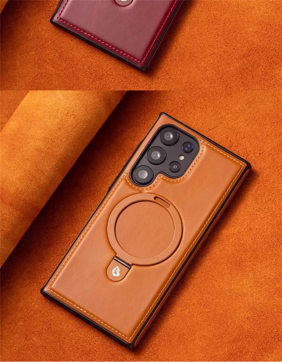 Magnetic For Magsafe Stand Holder Ring Leather Case For Samsung Galaxy ...