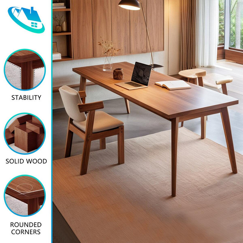 Solid Wood Study Table Large Desktop Computer Table Increase In Height ...