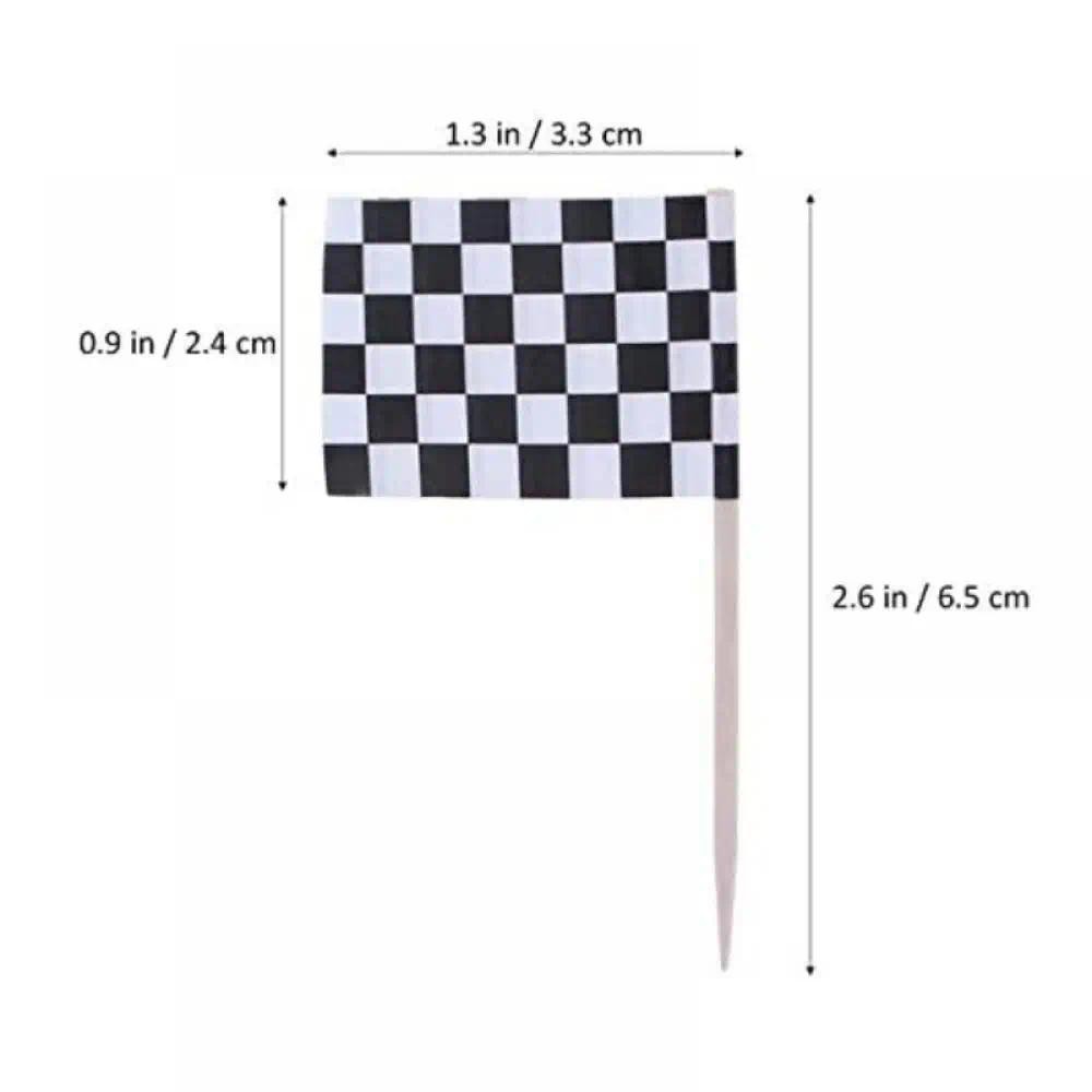100Pcs Race Car Cake Toppers Checkered Cupcake Topper Checkered Flag ...