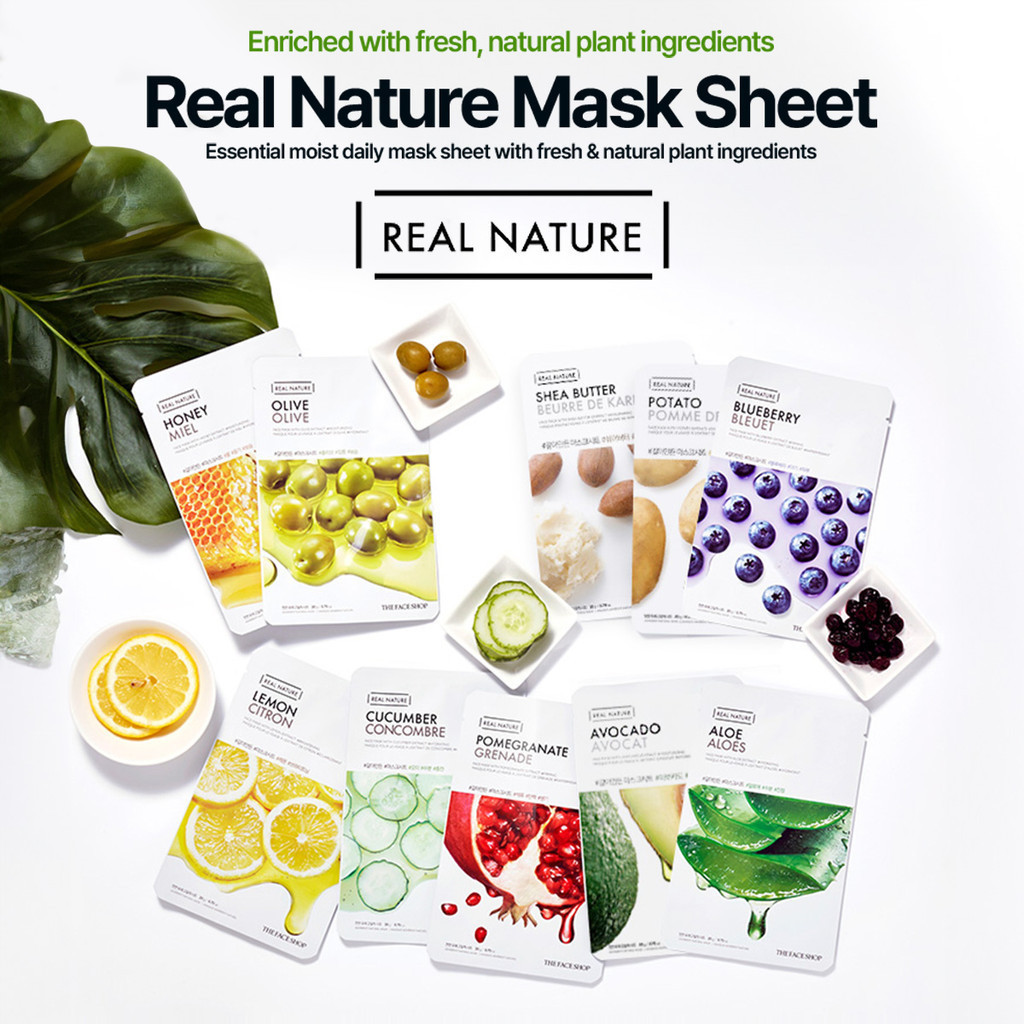 [Shopee's No.1 Daily Mask] THEFACESHOP Real Nature Mask Sheet Skincare ...