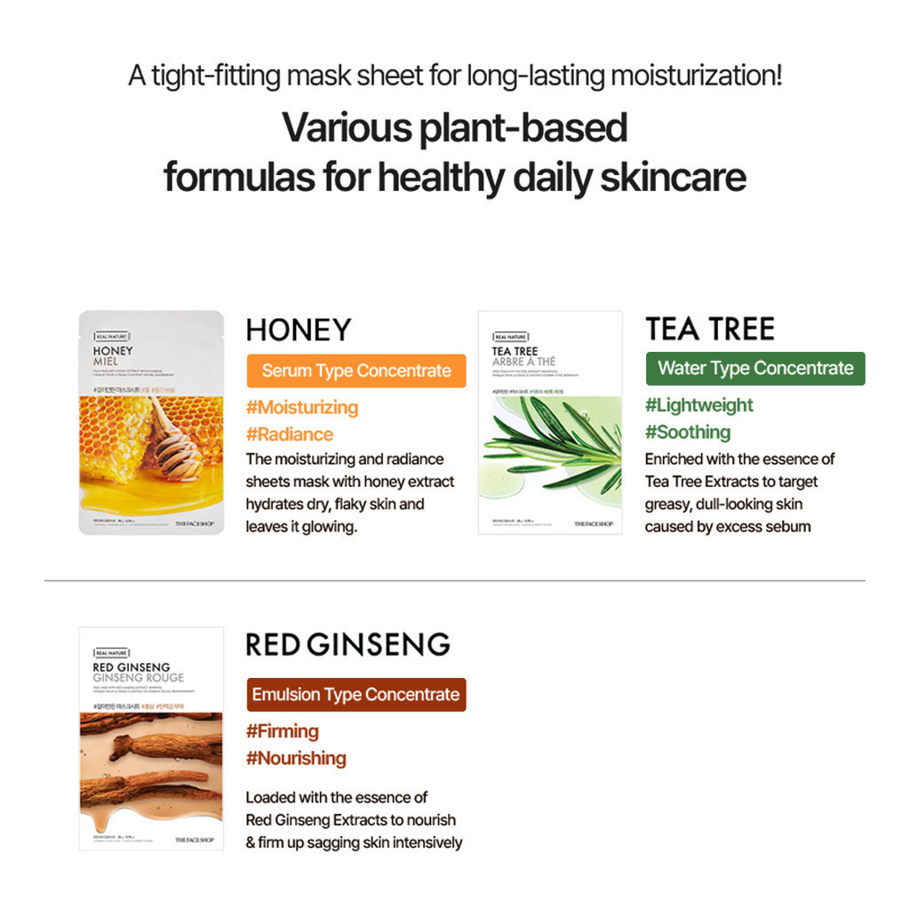 [Shopee's No.1 Daily Mask] THEFACESHOP Real Nature Mask Sheet Skincare ...