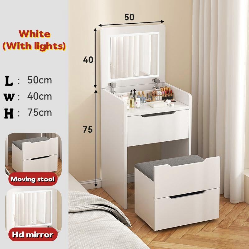Dressing Table Simple White Bedroom Modern Small Unit Makeup Light ...