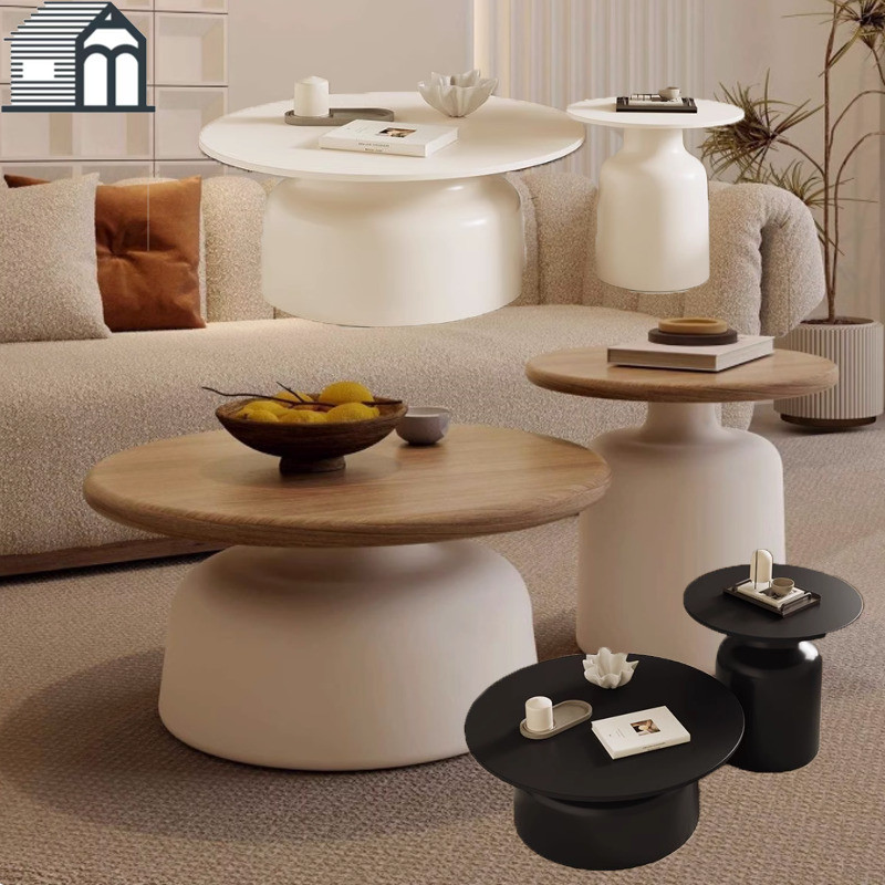 XCY Cream Style Round Solid Wood Nordic Simple Small Modern Square ...