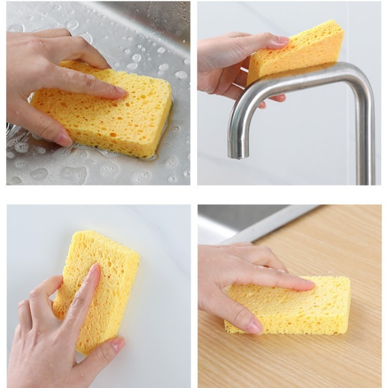 5/10 Pcs Natural Wood Pulp Dishwashing Sponge Safe Natural Kitchen ...