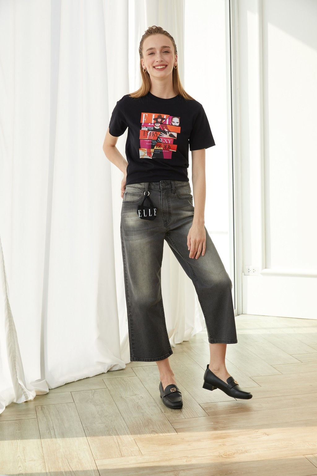 ELLE Round Neck Short Sleeve COTTON T-Shirt BASIC Style Graphic LIMITED ...