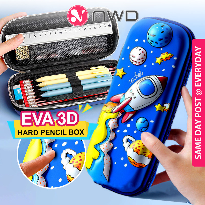 ANTI SHOCK 》Waterproof 3D Cartoon EVA Hard Case Pencil Box Kid School ...