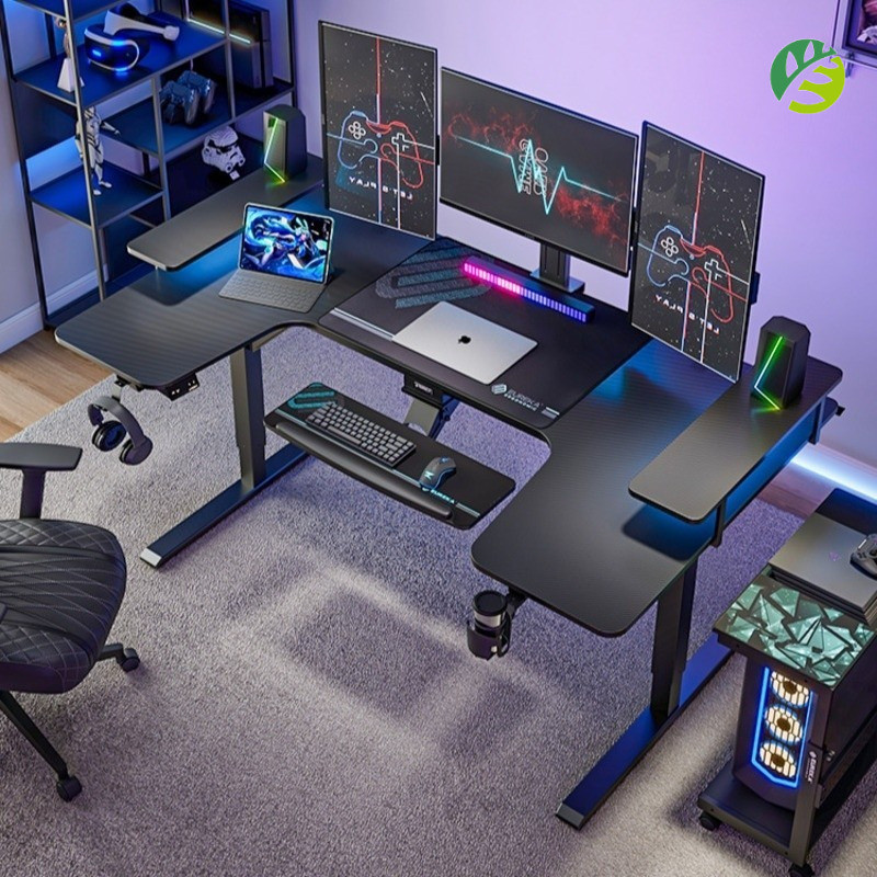 GT Gaming Table Dual Motor Electric Height Adjustable Corner Large Game ...