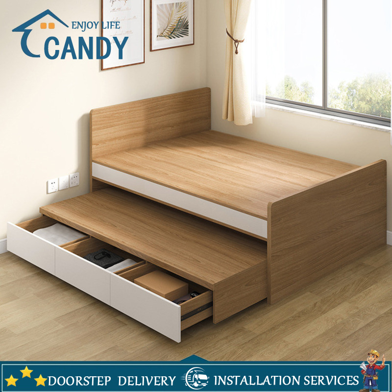 CH Multifunctional Parent-Child Tatami Bunk Double Bed Simple Modern ...