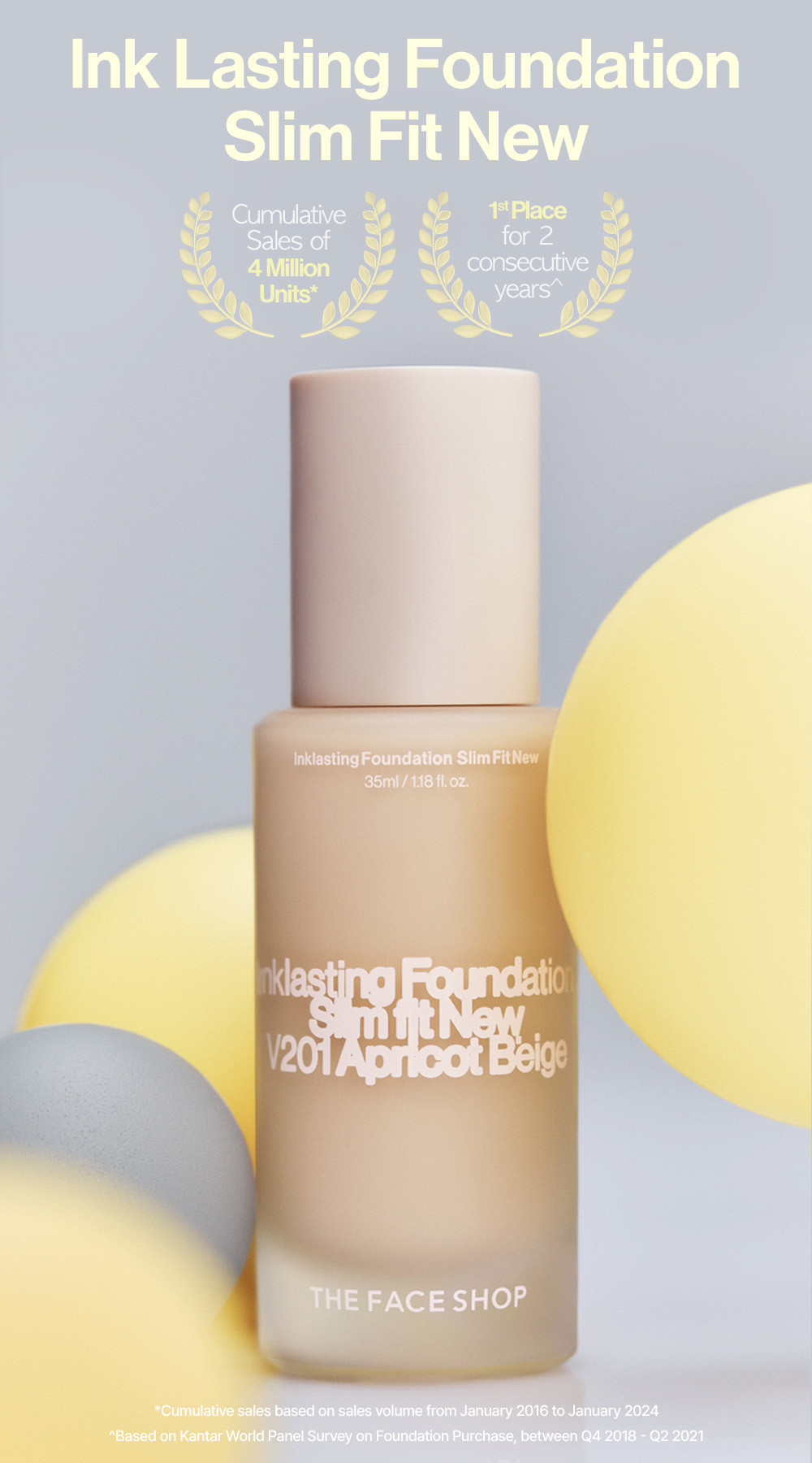 THEFACESHOP Ink Lasting Foundation - Slim Fit New - 24hr coverage, pore ...
