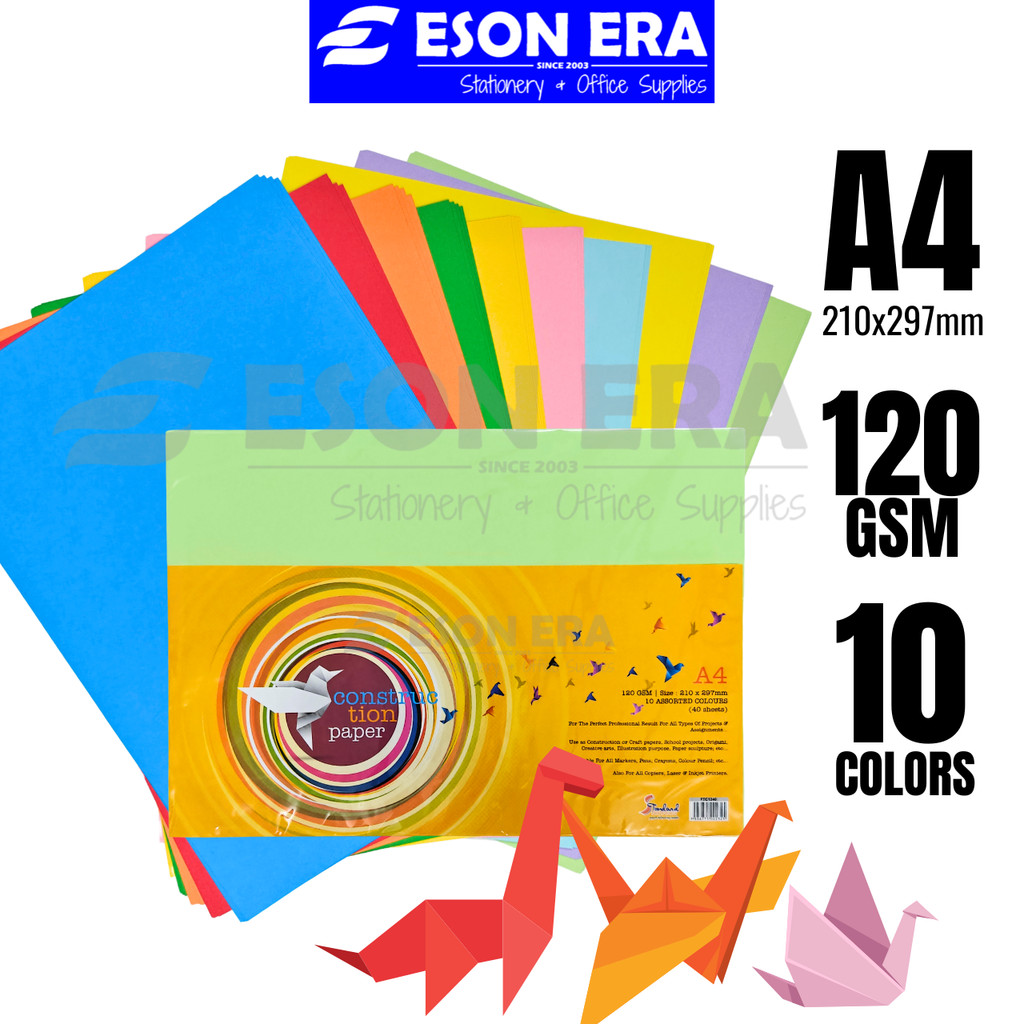 Standard A4 Colour Papers 120gsm 40 Sheets Random Assorted Colour ...