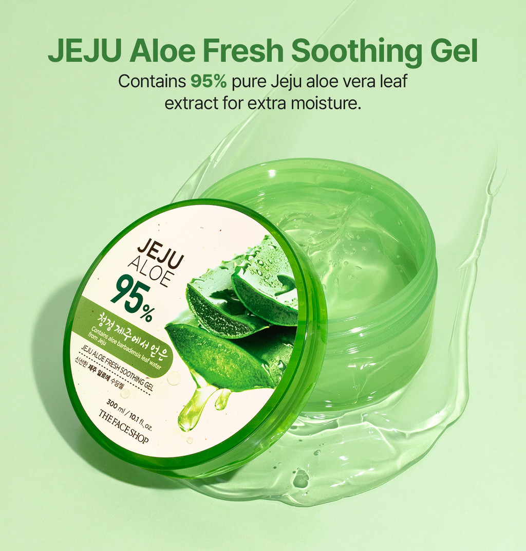 THEFACESHOP Jeju Aloe Fresh Soothing Gel 300ml– Moisturizing, soothing ...