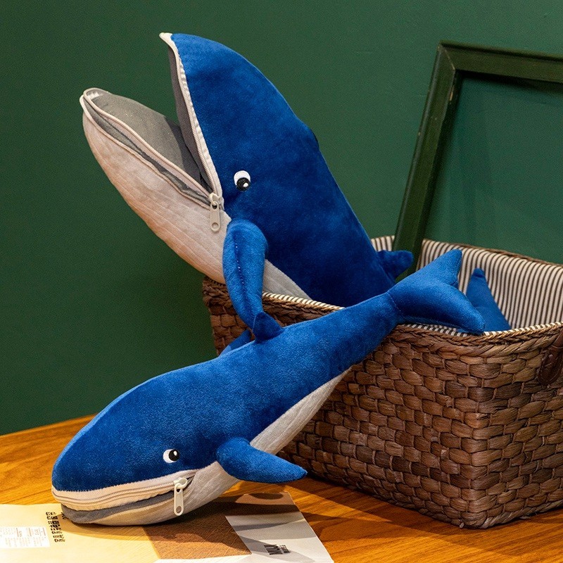 Creative Zipper Mouth Whale Plush Toy Whale Dolphin Plush Pillow Office ...