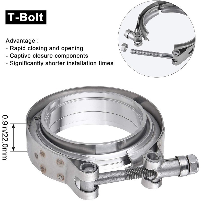304 Stainless Steel 2“ 2.25"2.5" 3" V band Clamp 3" Inch V-band Exhaust ...