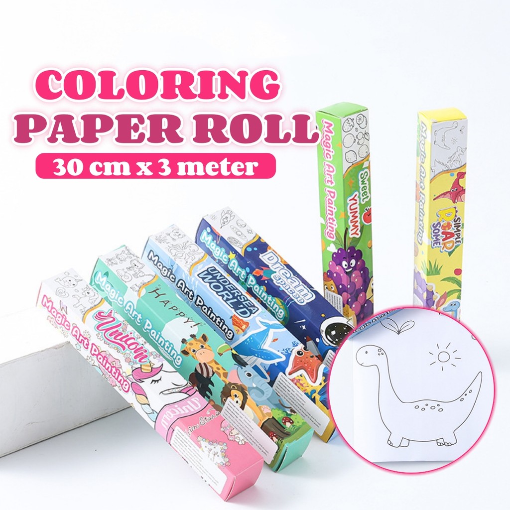 Children Coloring Paper Roll 3 METER Drawing Paper Kids Graffiti Scroll ...