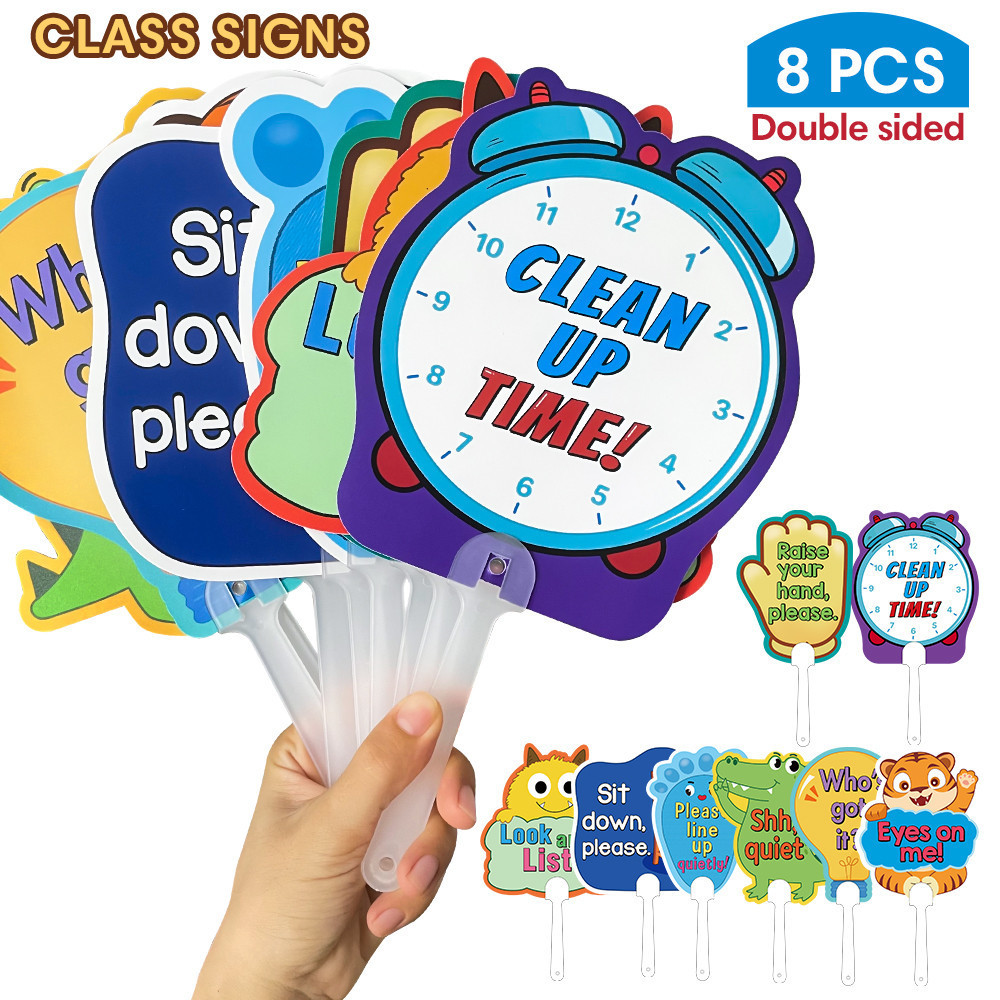8Pcs Cartoon Classroom Rules Sign Hand Board Homeschool Help for Kids ...