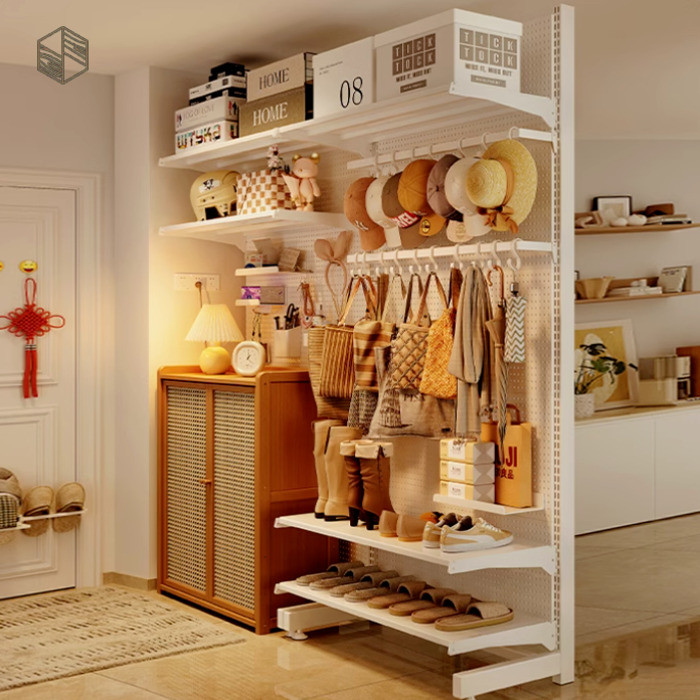 FM Clothes Rack Cave Board Or Standing Wardrobe Open Metal Shelf Simple ...