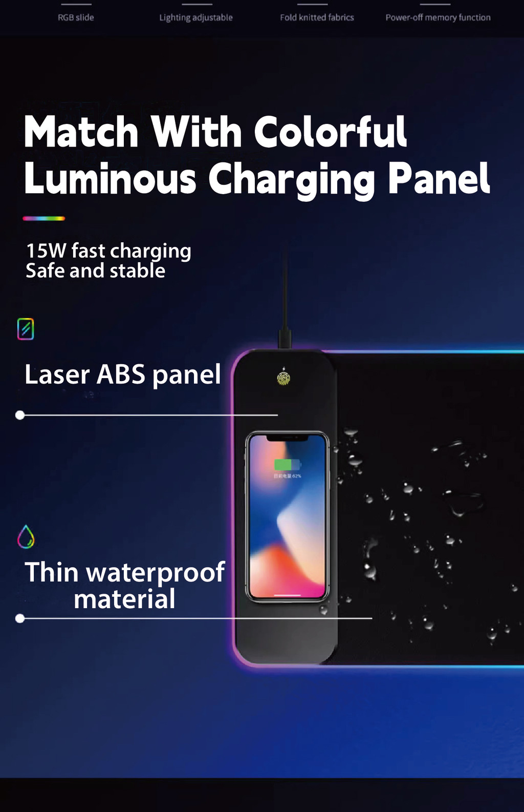 TWSG Wireless Charging RGB 800*300mm Luminous Mouse Pad Charger Phone ...