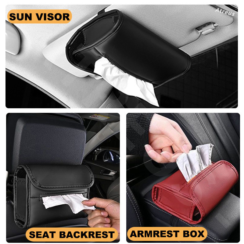 Honda Car Tissue Box Auto Sun Viso Leather Paper Towel Holder Storage ...