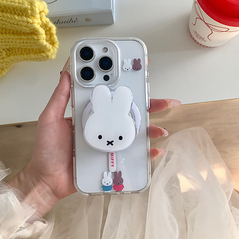 Cartoon Cute Miffy Rabbit Holder Stand Wireless Charging Phone Case ...