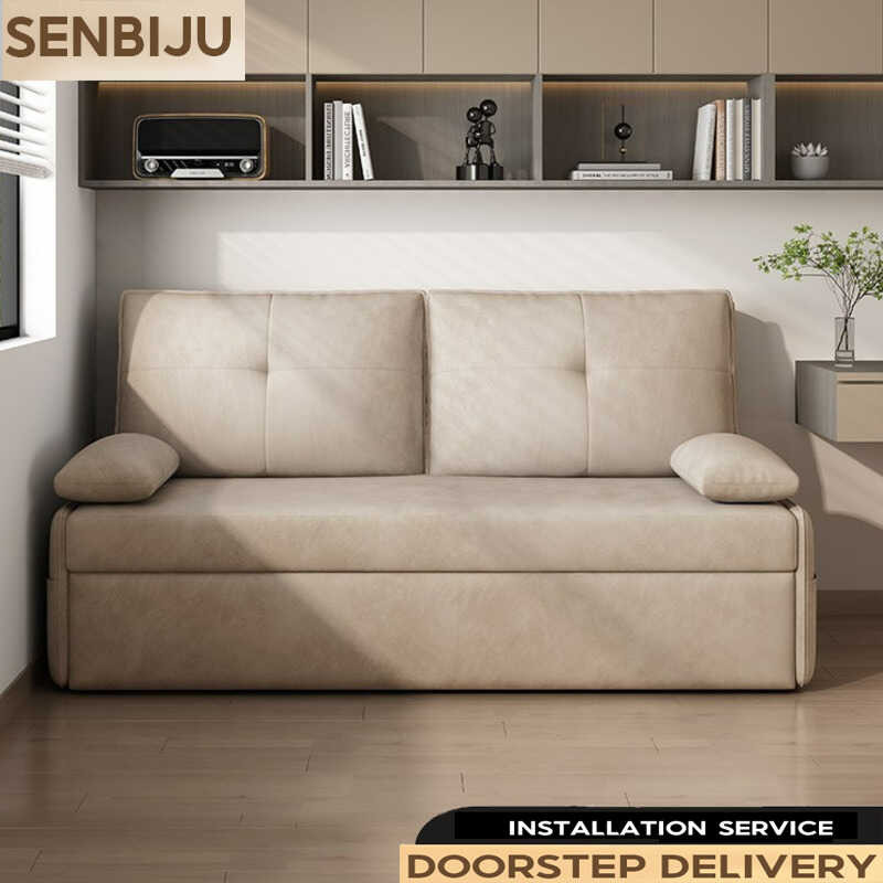 SENBIJU Armless Sofa Bed - 2-in-1 Pull-Out Storage Bed with Cat ...