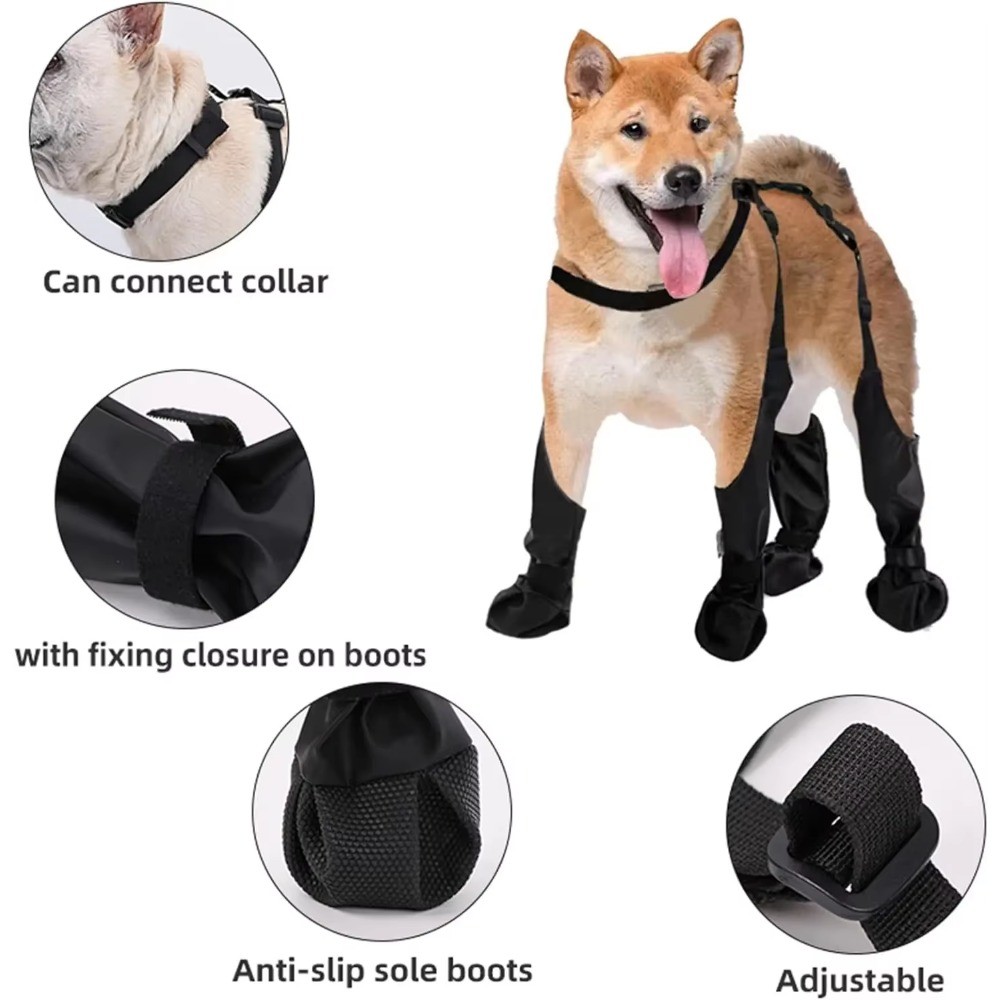 Pet Footwear Adjustable Reflective Dog Shoes Rubber Sole All-Season ...