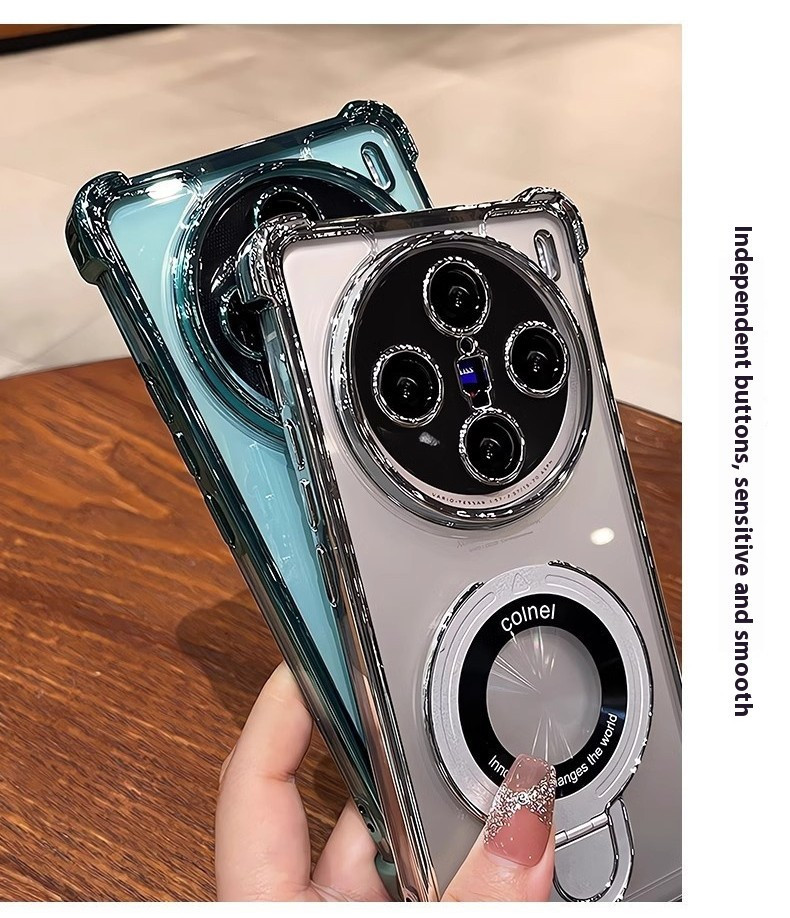 Luxury Plating Transparent Magnetic Ring Bracket Hard Case For Vivo ...