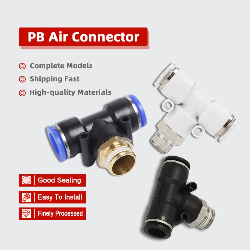PB T-type tee joint Pneumatic Air Fittings 6 8 10 12mm Hose Adapter ...