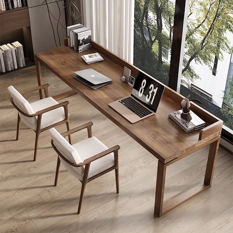 American Style Solid Wood Computer Desk Home Study Double Learning Long ...