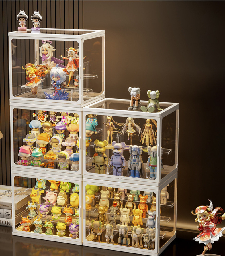 LUXATAS™ Glass Popmart Display box Storage Box with led light for Toys ...