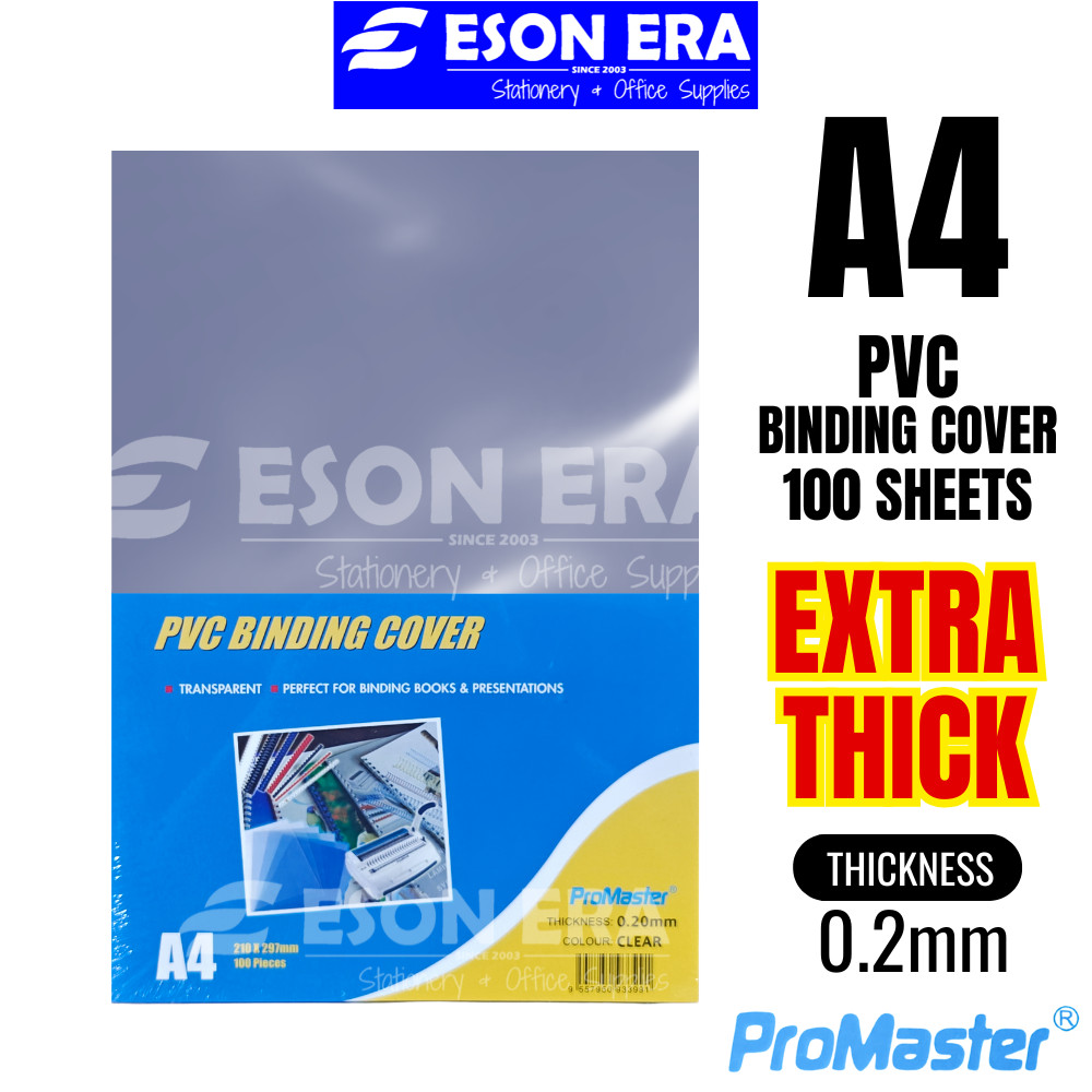 Promaster A4 PVC Clear Binding Cover 0.2mm 100pcs/Pack Rigit Sheet ...
