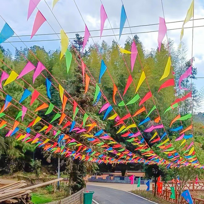 50/80/100M Colorful Triangle Flags Festival Outdoor Hanging Bunting ...