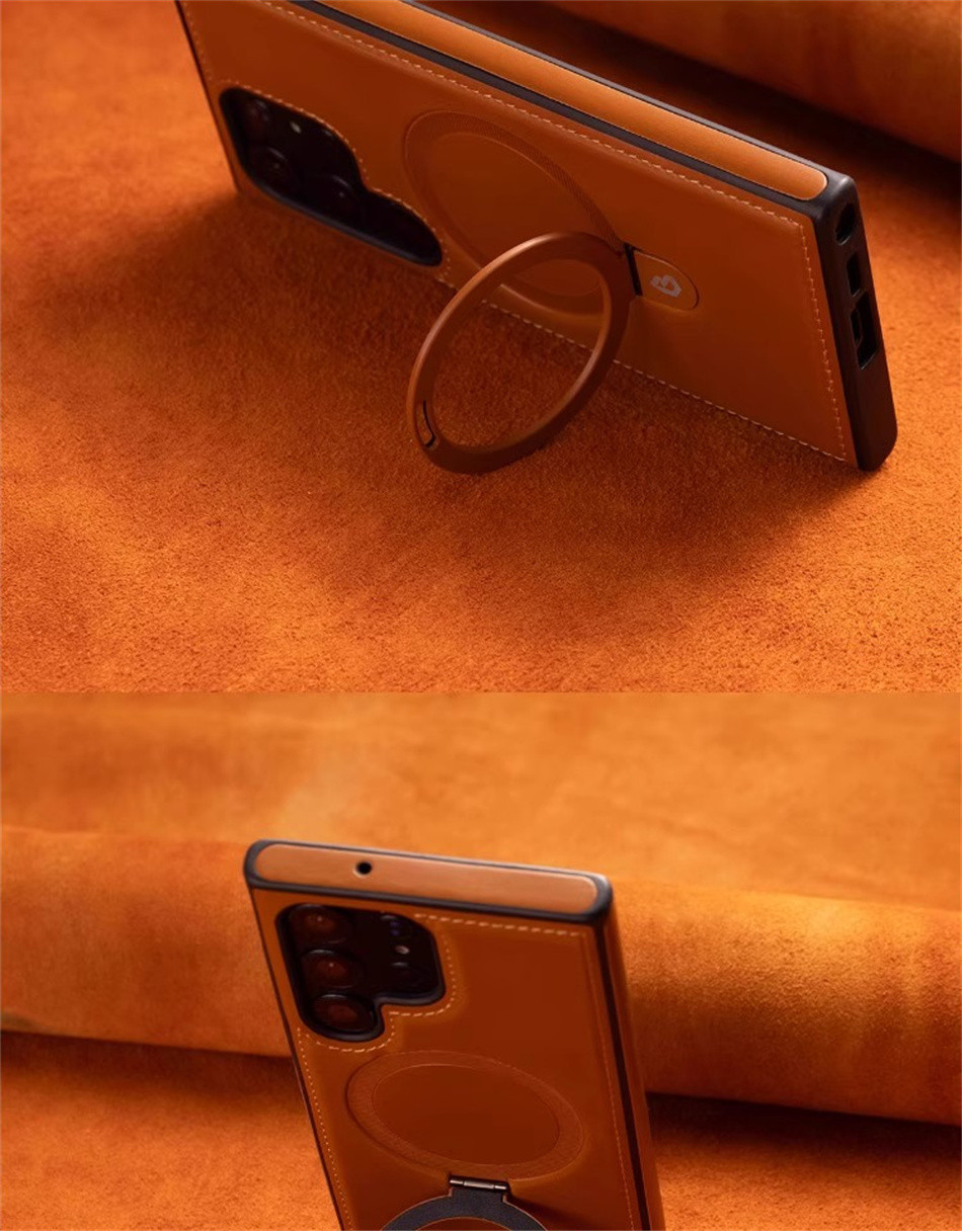 Magnetic For Magsafe Stand Holder Ring Leather Case For Samsung Galaxy ...