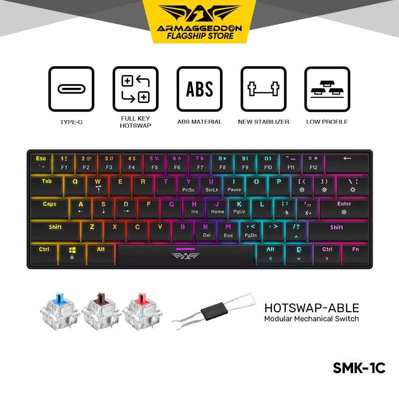 Armaggeddon SMK-1C Psychsparrow Mechanical Keyboard | 61 Keys Low ...