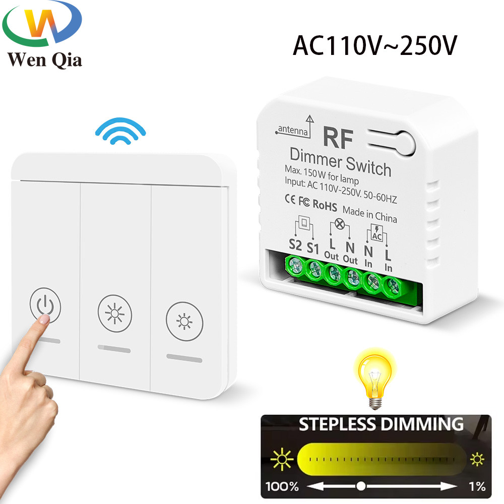 Wireless Dimmer Light Switch with Remote Controls AC110V 220V Dimmable ...