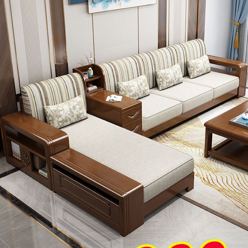 Solid wood sofa combination modern, simple and economical small-sized ...