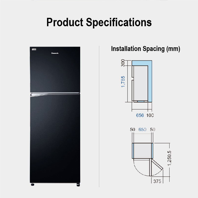 Panasonic 366L 2 Doors Refrigerator with Jumbo Freezer NR-TL381BPKS ...