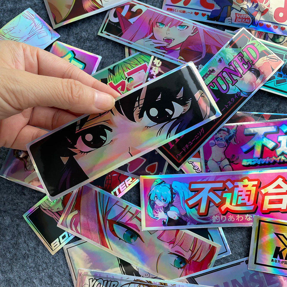 Laser Rainbow JDM Anime Girl Car Decoration Accessories Motorcycle ...