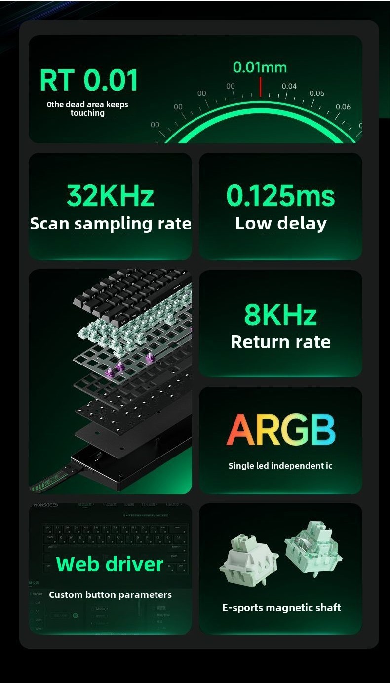 FUN60 Pro / Max Game Magnetic Switch Keyboard Rapid Trigger 8K Polling ...