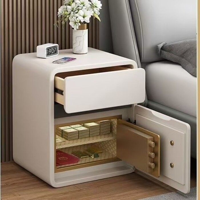 Solid Wood Smart Bedside Table Password Safe Lockbox With Wireless ...