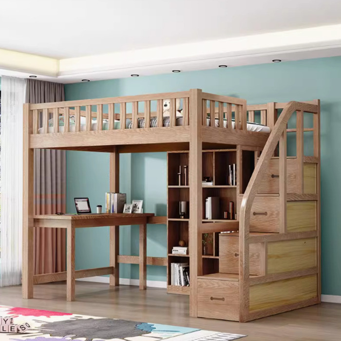 Loft Bed North American Red Oak Children's Bed With Upper And Lower ...