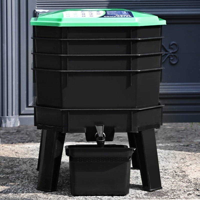 4-Tier Tray Compost Bin Outdoor Multifunction Composter Large Capacity ...