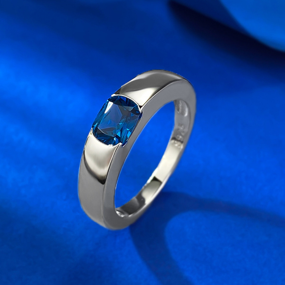 5*6 MM Radiant Cut Blue High Carbon Diamond Gems 100% 925 Sterling ...