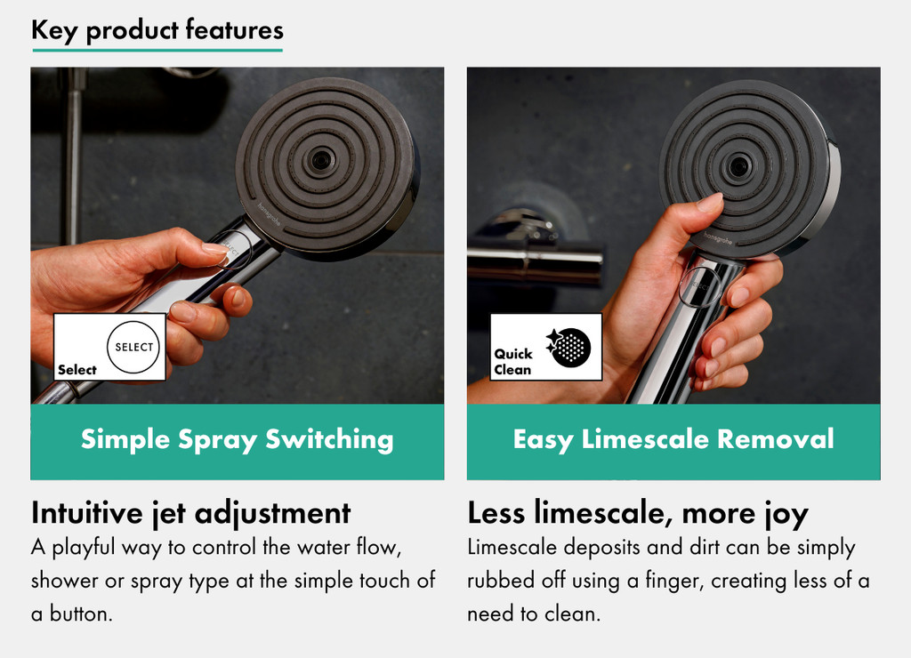 hansgrohe shower set Pulsify Select S - 3 spray types (PowderRain ...